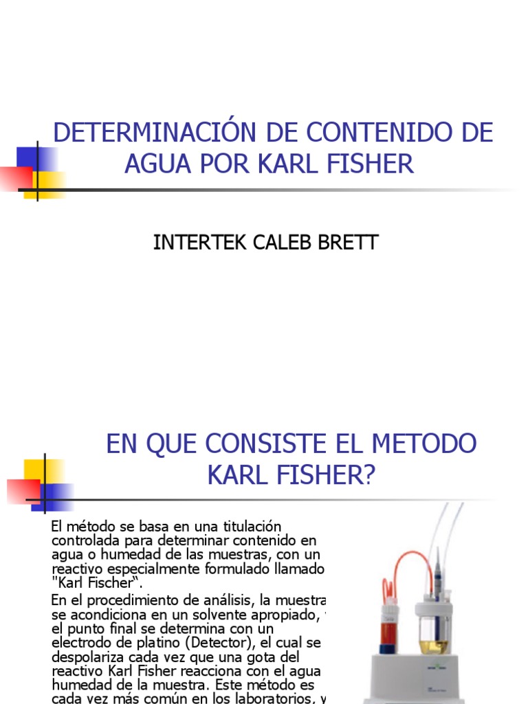 Contenido de Agua Por Karl Fisher | PDF | Agua | Valoración