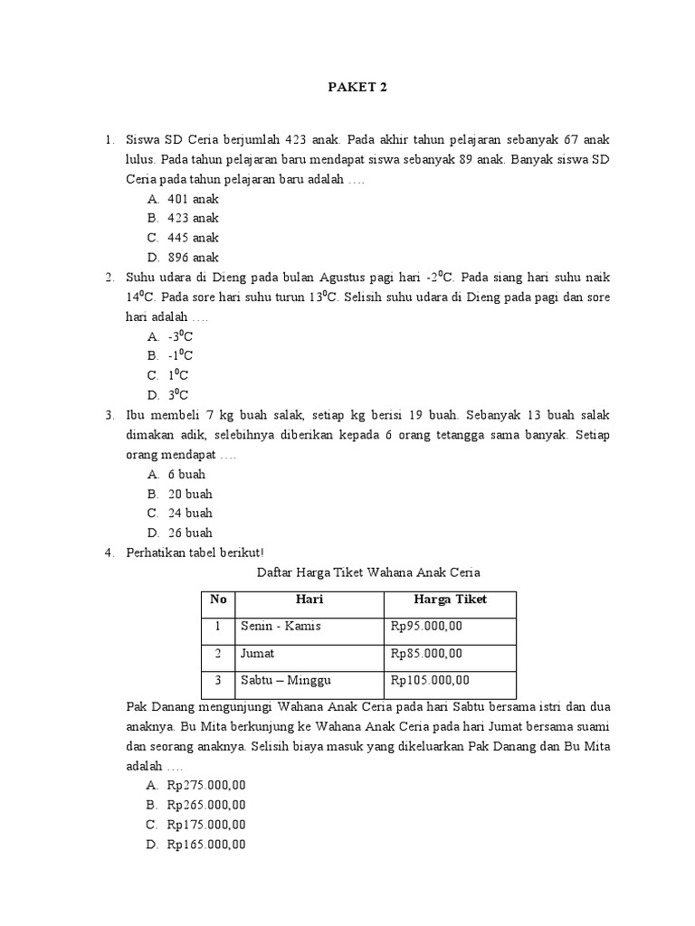 Soal MTK TPM Dinas 2 B | PDF | Metode & Bahan Ajar | Seni