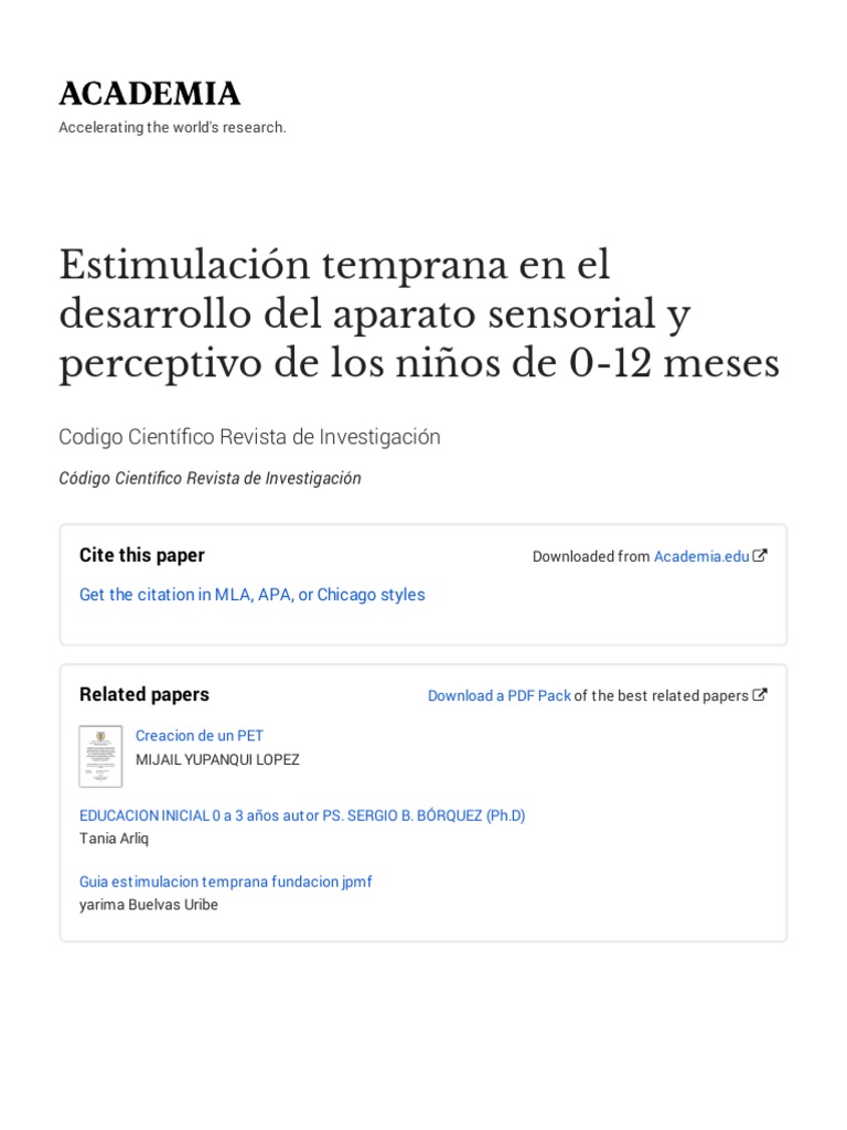 Navia, T. L. L. 2020 Estimulación Temprana en El Desarrollo Del Aparato Sensorial y Perceptivo ...