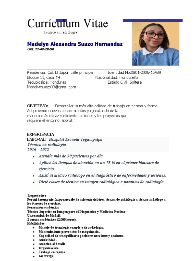 Currículum Vitae: Madelyn Alexandra Suazo Hernandez | PDF | Autosuperación | Bienestar