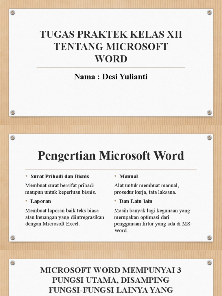 TUGAS PRAKTEK KELAS XII TENTANG MICROSOFT WORD 2 Desi Yulianti | PDF