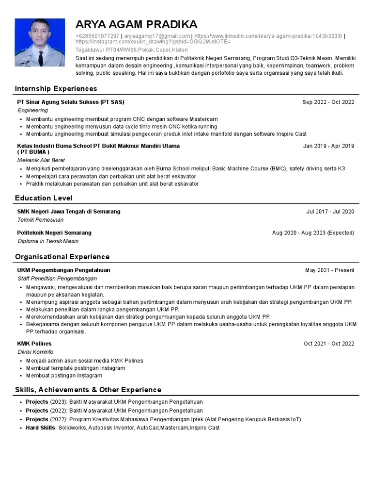 Arya Agam Pradika-Resume | PDF
