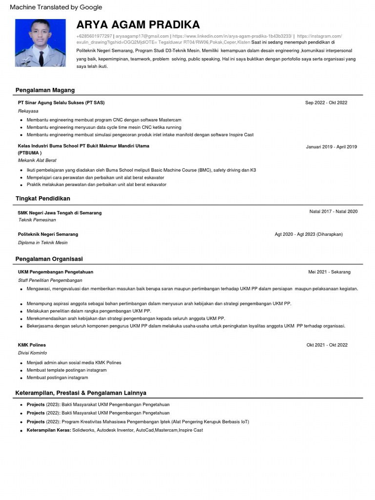 Arya Agam Pradika-Resume | PDF