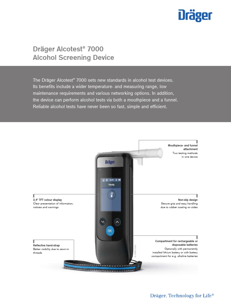 Alcotest 7000 Pi 9109010 en Master | PDF | Drug Test | Rechargeable Battery