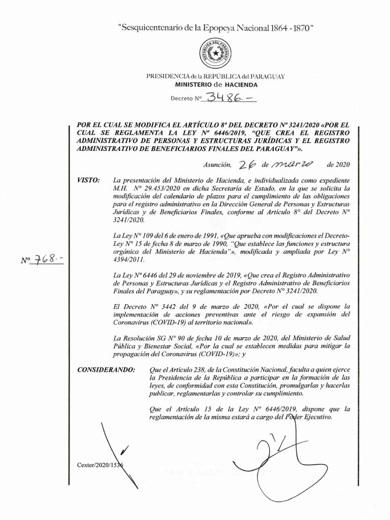 Modificación del Artículo 8° del Decreto 3241/2020 | PDF | Paraguay ...
