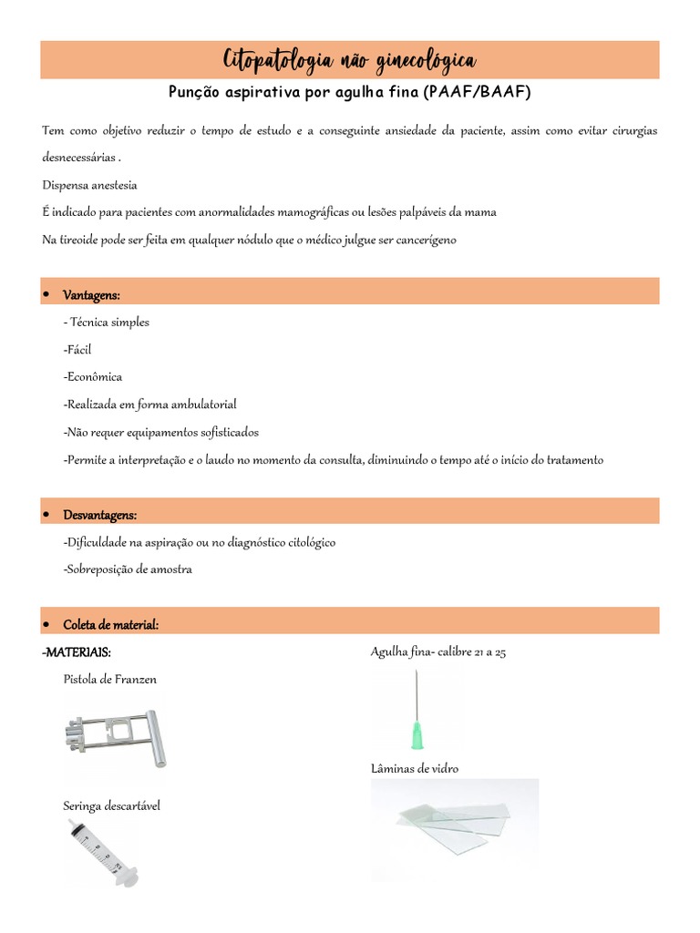 Punção aspirativa por agulha fina (PAAF/BAAF): Técnica, achados ...