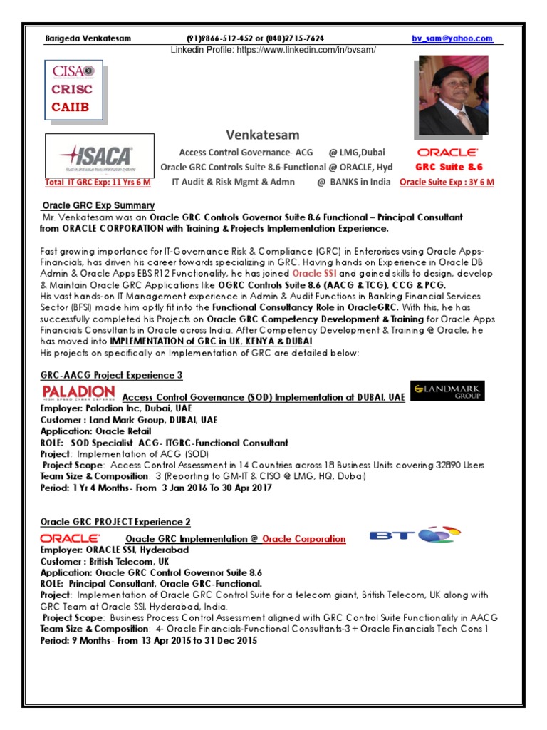 Oracle Adv Controls Ogrc Training Faculty Exp Pdf Audit Oracle Corporation