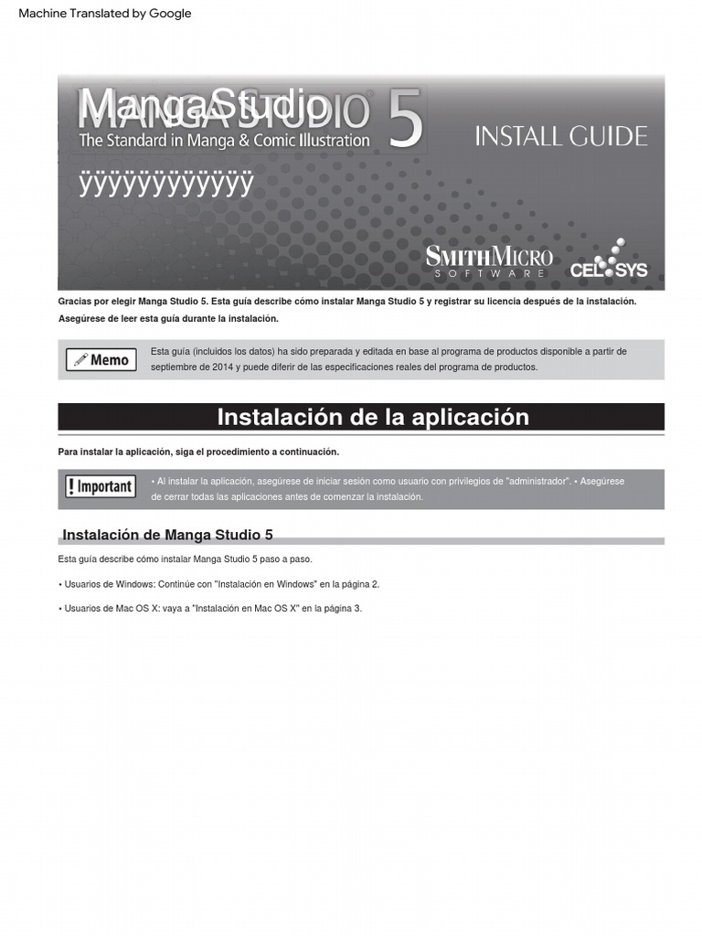 Guia de Instalacion Manga Studio 5 | PDF | Microsoft Windows | Mac OS