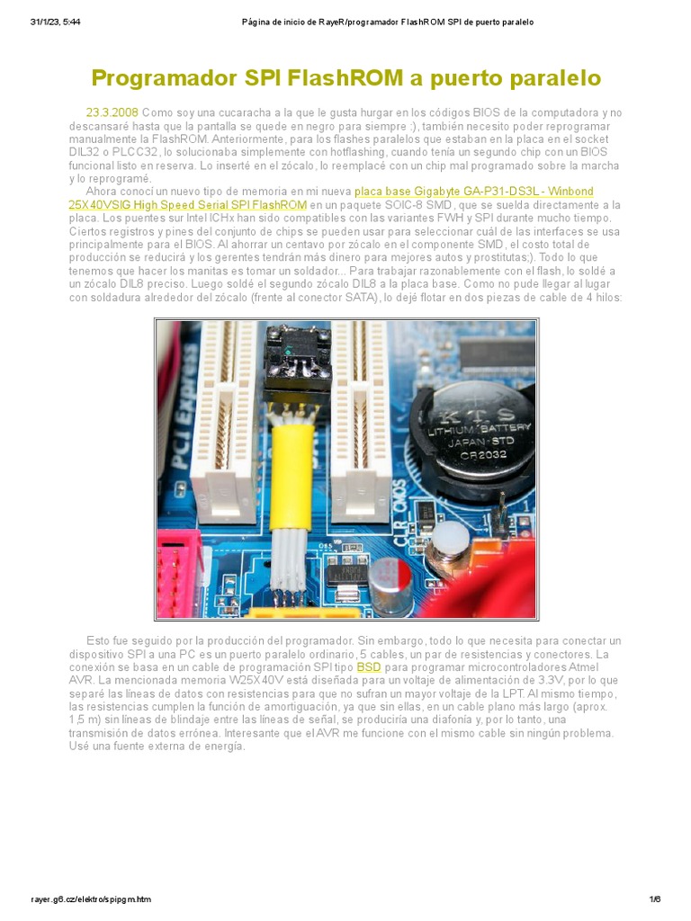 Programador Spi Flashrom A Puerto Paralelo | PDF | Almacenamiento de datos de la computadora | Bios