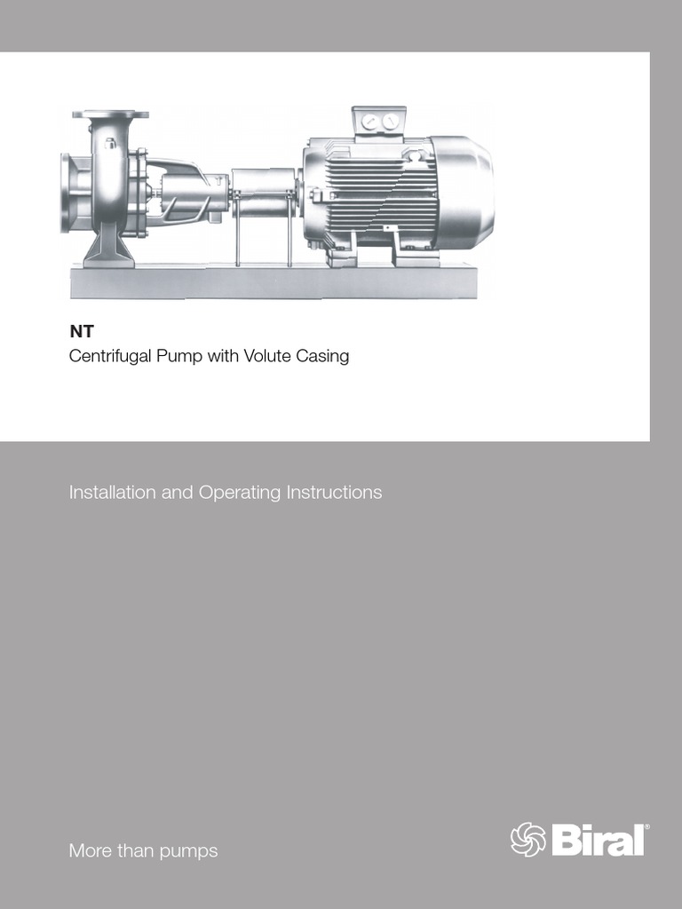 Biral AG NTT Pump Installation Guide | PDF | Pump | Electric Motor