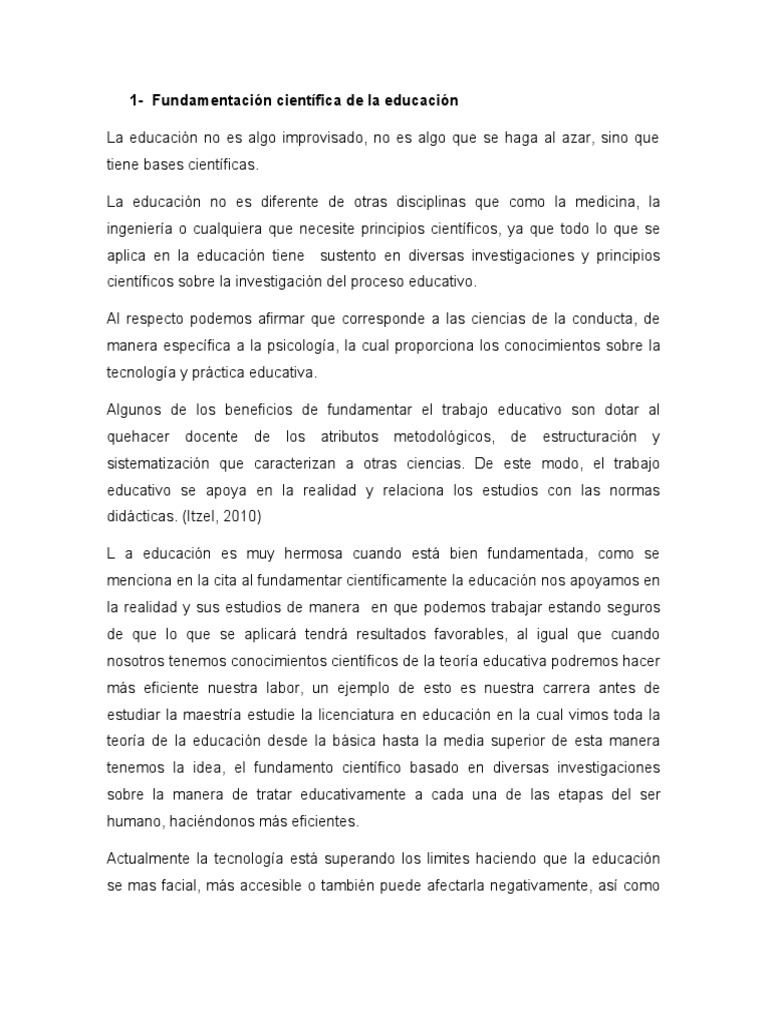 Fundamentación Científica en Educación | PDF | Sicología | Aprendizaje