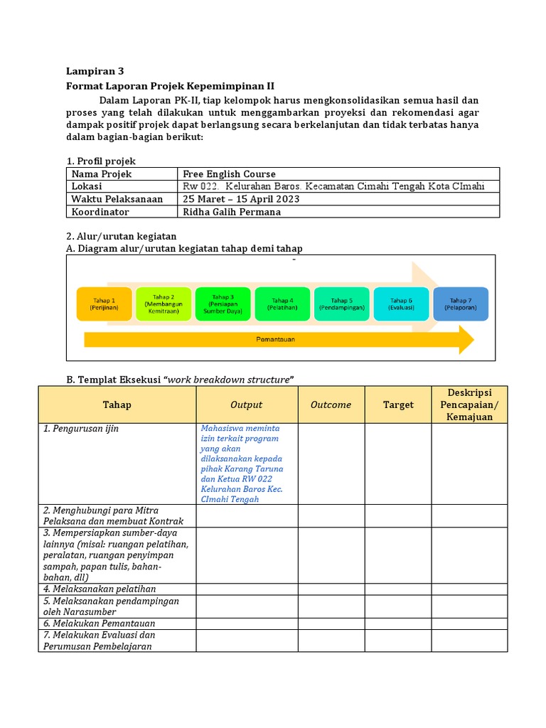 Lampiran 3. Format Laporan Projek Kepemimpinan II | PDF Lampiran 3. Format Laporan Projek Kepemimpinan II | PDF