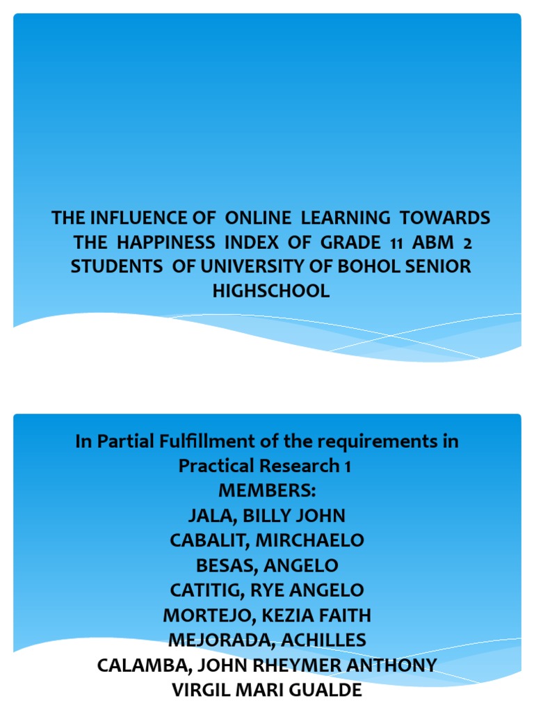 The Influence of Online Learning Towards The Happiness Index of Grade ...