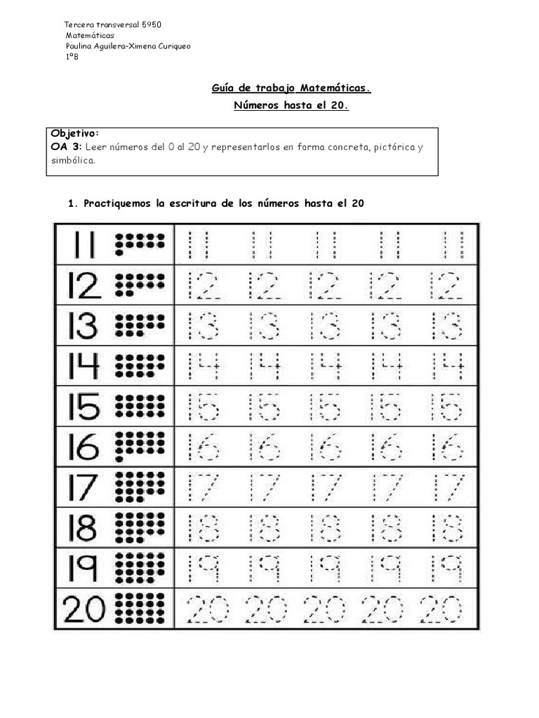 Matemáticas números hasta 20 | PDF