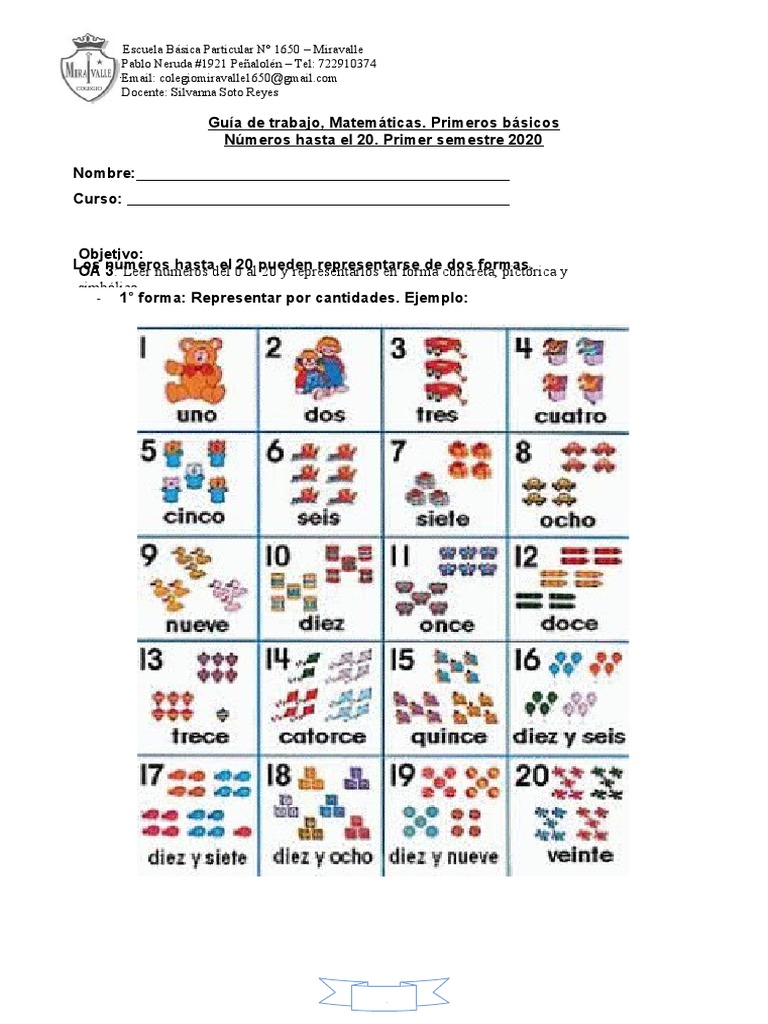 Representar números hasta el 20 | PDF