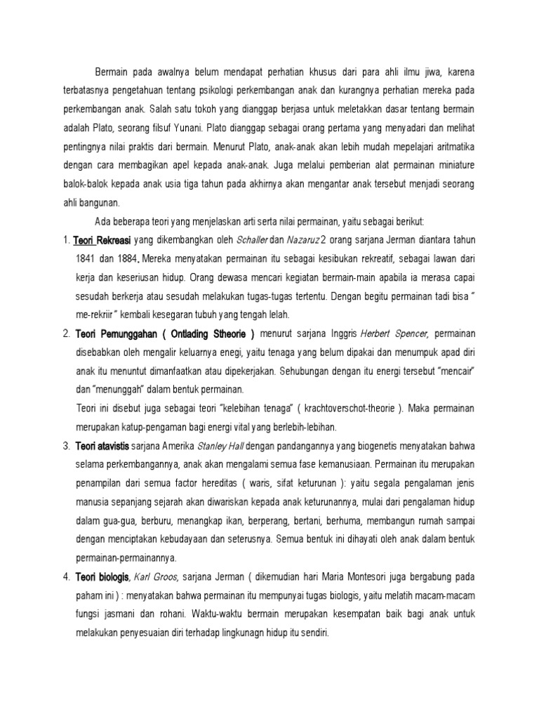 Teori Bermain Menurut Para Ahli | PDF