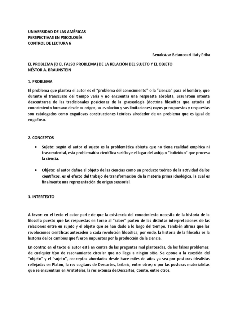 Lectura 6. Relación Del Sujeto, Objeto | PDF | Conocimiento | Science
