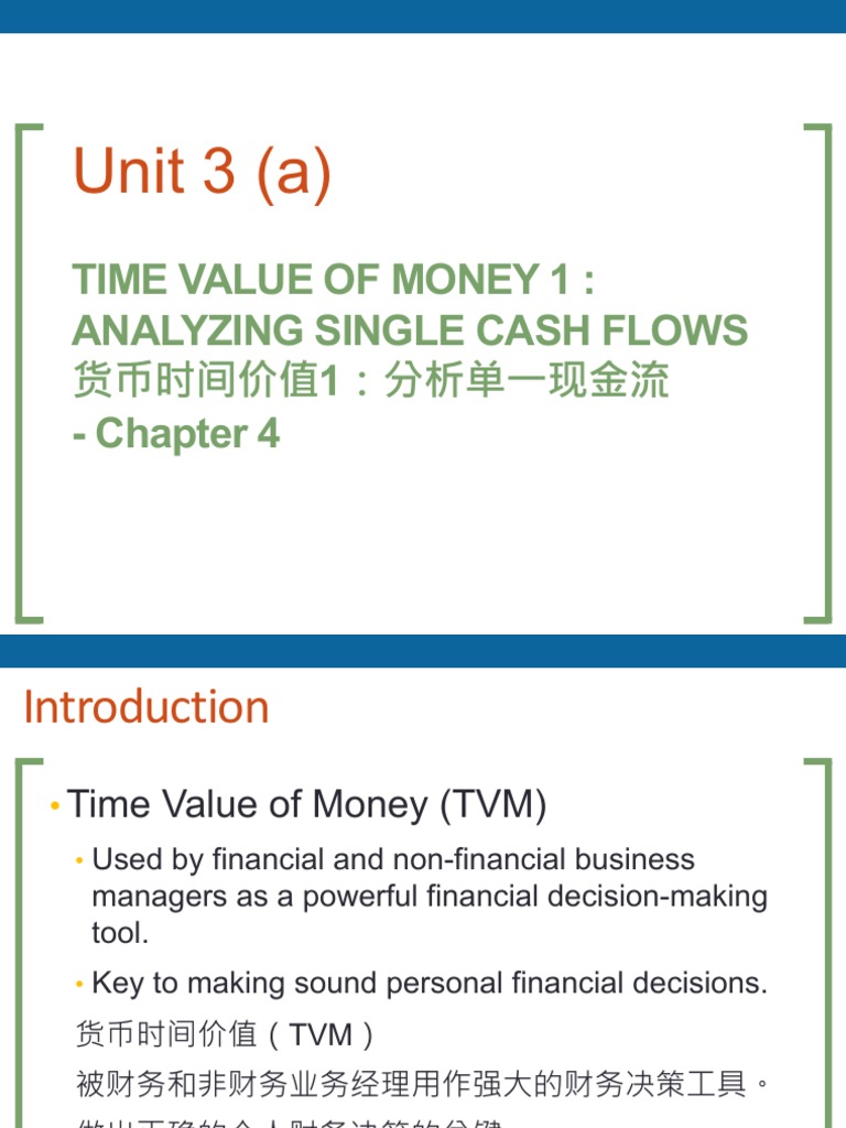 Unit 3 (a) : Time Value Of Money 1: Analyzing Single Cash Flows 货币时间价值1 ...