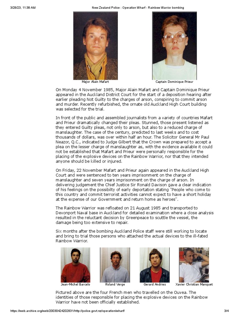 Major Alain Mafart Captain Dominique Prieur | PDF | Judiciaries ...