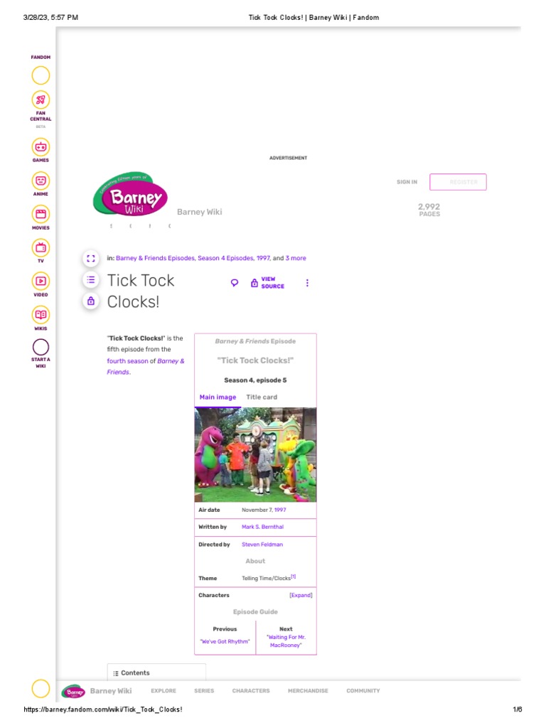 Tick Tock Clocks Barney Wiki Fandom Pdf Fandom