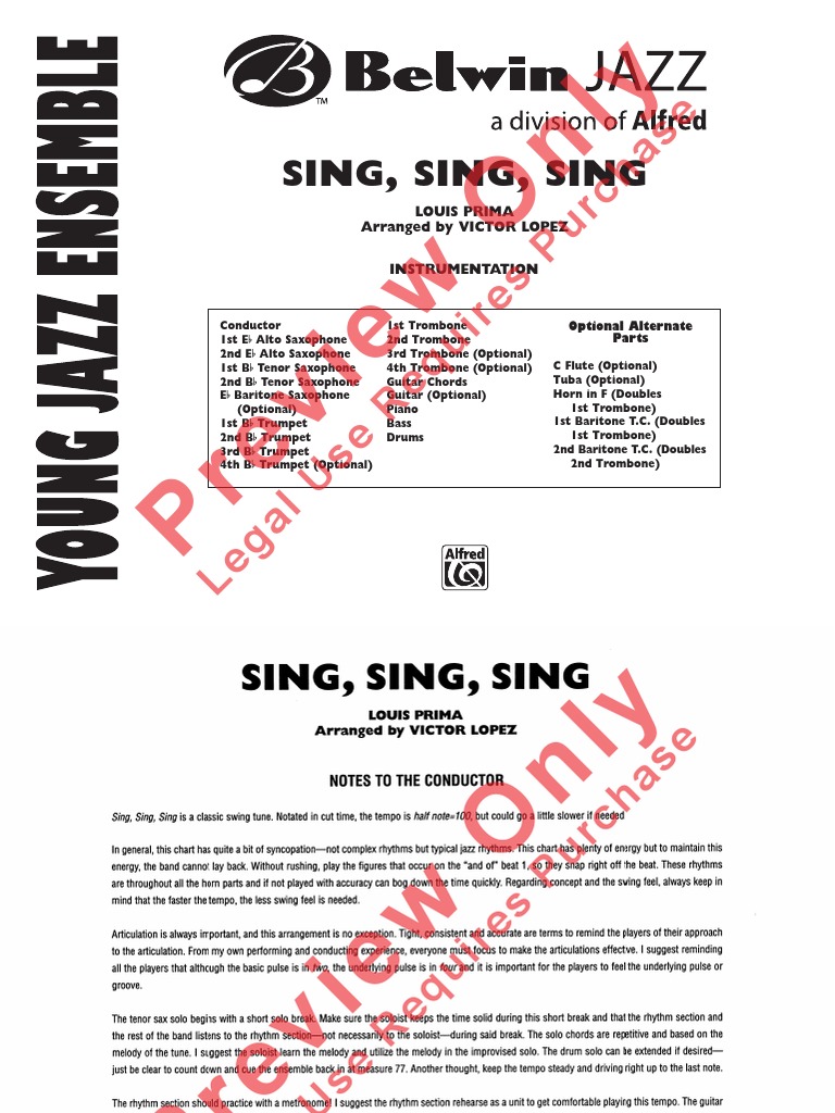 Sing, Sing, Sing | PDF | Trombone | Saxophone