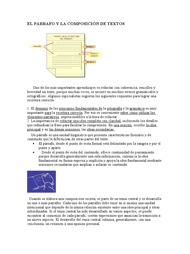 El Párrafo y La Composición de Textos | PDF | Oración (Lingüística) | Gramática