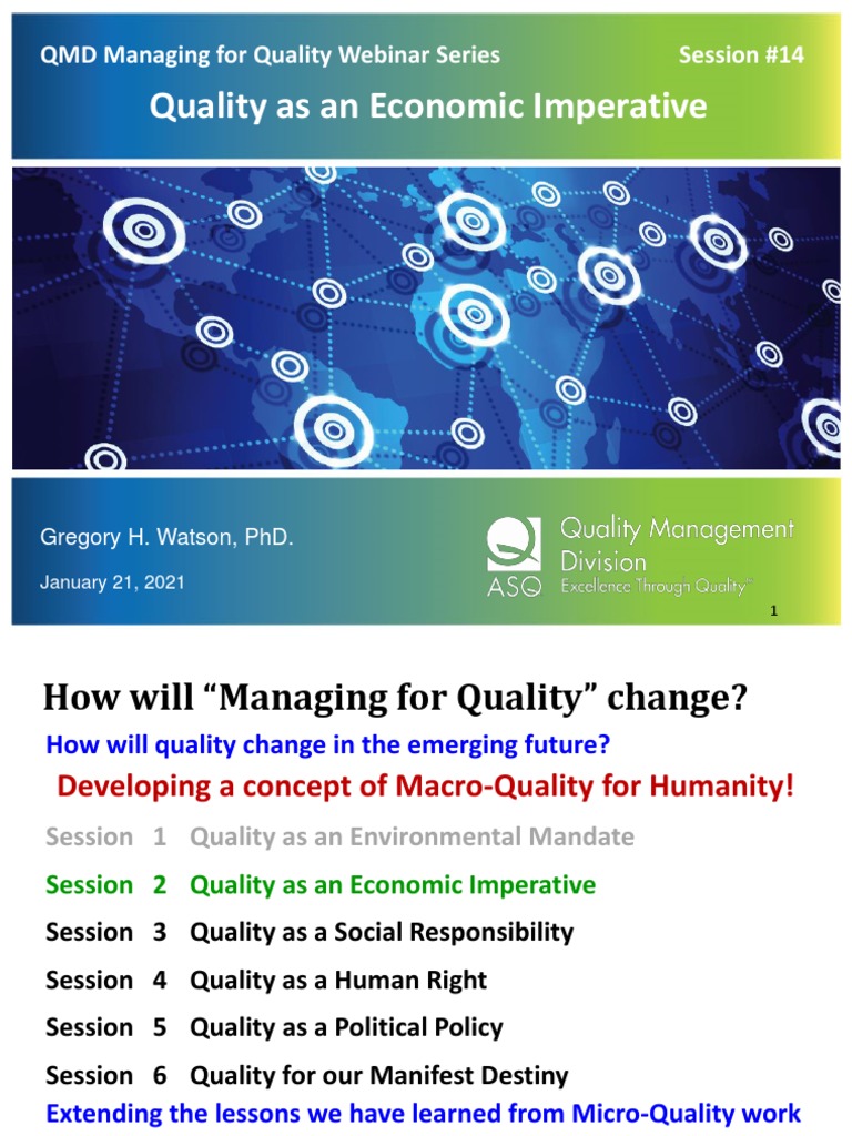 Session 14. Quality As An Economic Imperative (Watson, 2021) | PDF | Economics | Macroeconomics
