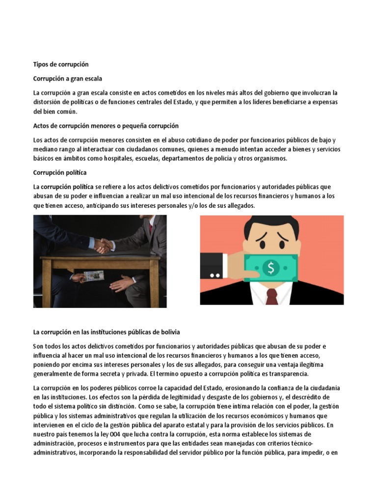 Corrupción en Bolivia: Tipos y Leyes | PDF | Corrupción política | Justicia