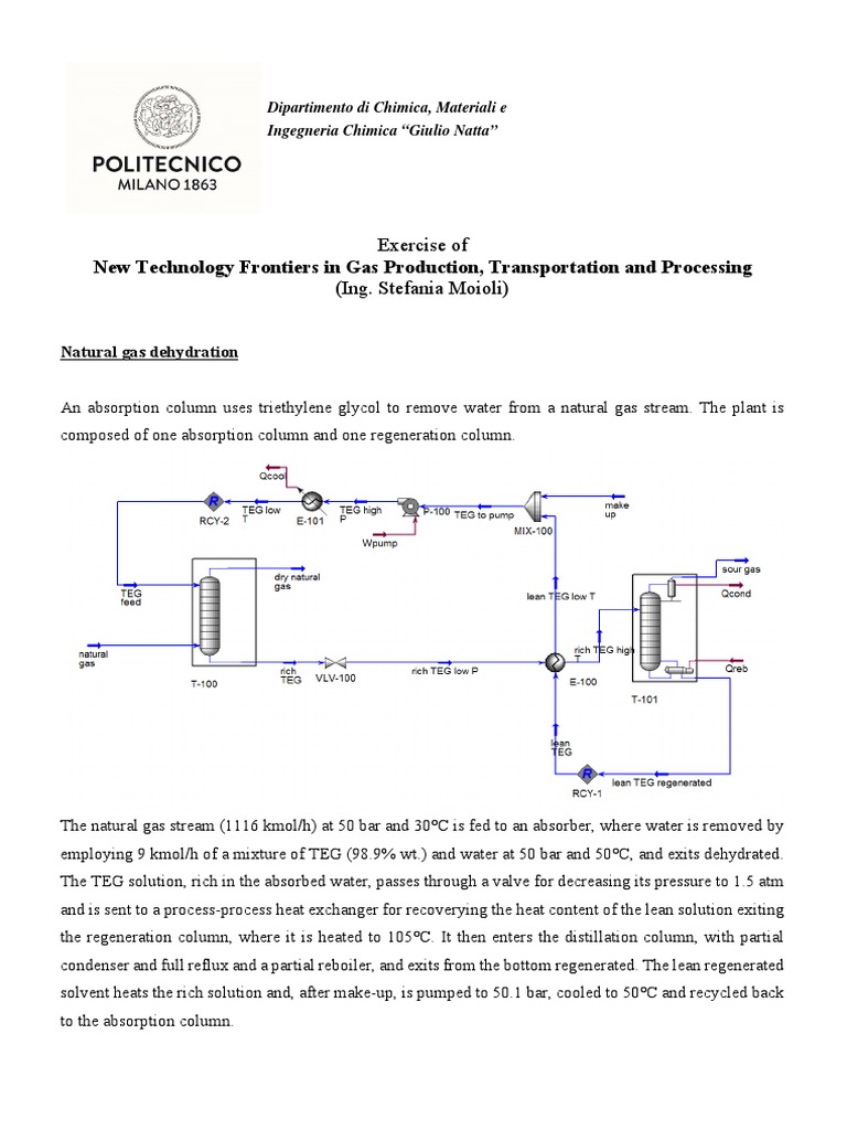 05 - Dehydration POLIMI Exercice Natural Gas | PDF | Cooking, Food ...