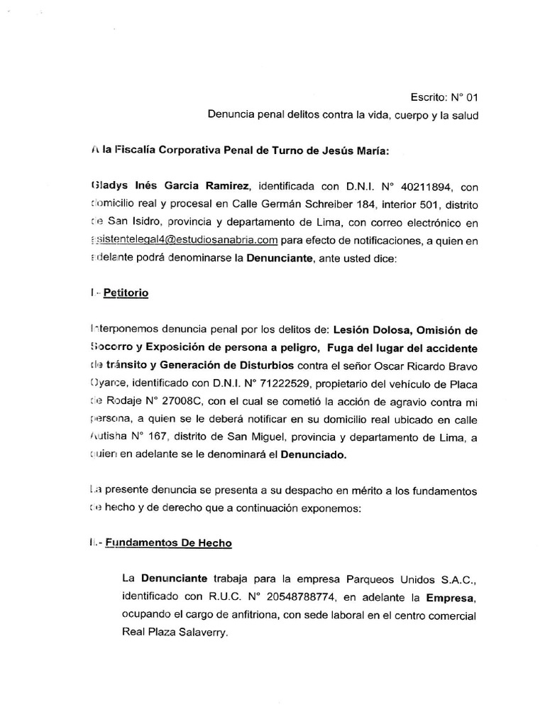 Denuncia Ante Fiscalia | PDF