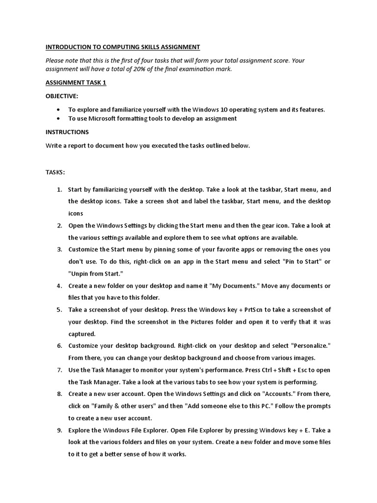 Introduction To Computing Skills Assignment Pdf Screenshot Computer File 