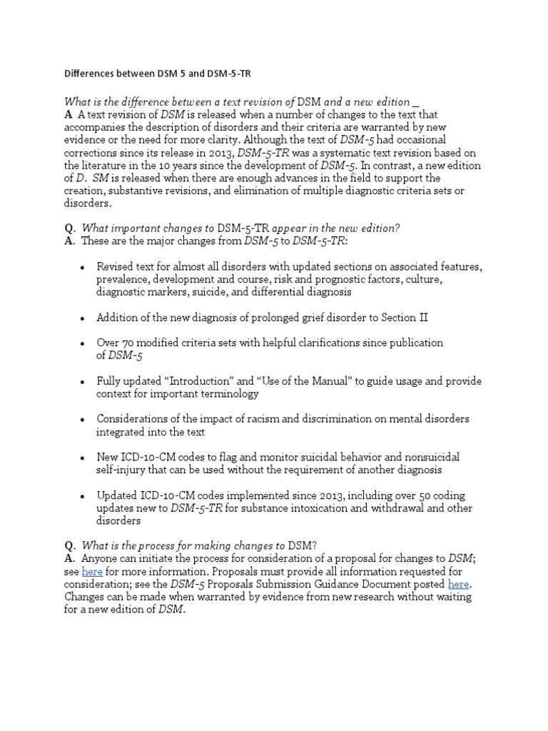 Differences Between DSM 5 and DSM | PDF | Diagnostic And Statistical Manual Of Mental Disorders ...