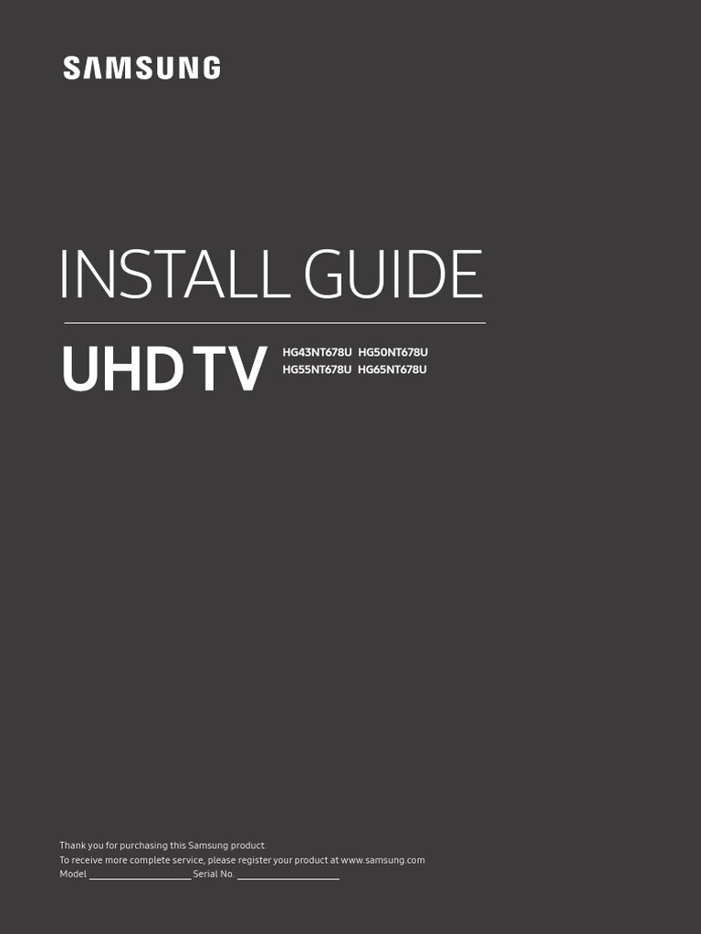 Samsung Install Guide HG43NT678U | PDF | Hdmi | Menu (Computing)