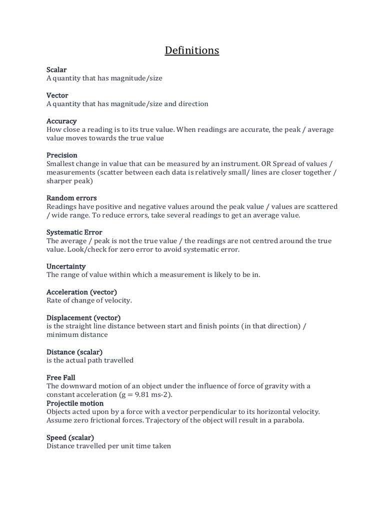 AS - Physics - Definitions For Cambridge | PDF | Waves | Force