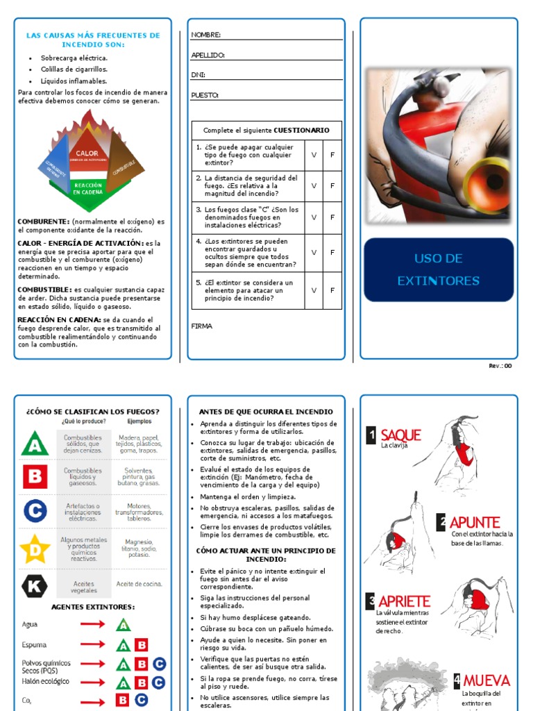 Triptico - Uso de Extintores | PDF | Agente oxidante | Incendios