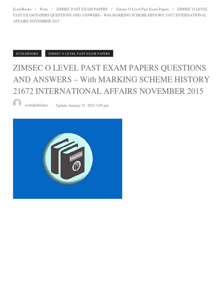 ZIMSEC O Level History Past Papers | PDF | Weimar Republic | U Boats