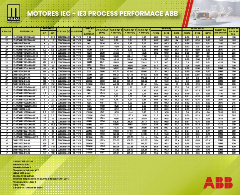 Motores Iec - Ie3 Process Performace Abb | PDF