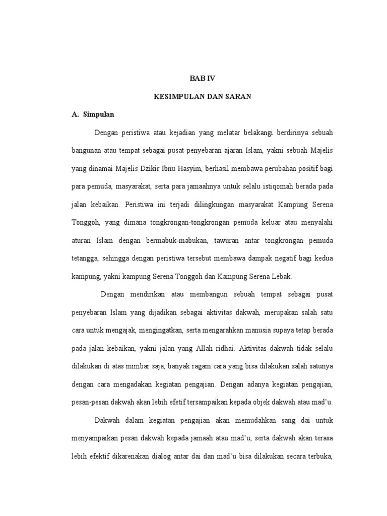 Bab Iv Kesimpulan Dan Saran | PDF | Karier & Perkembangan | Agama & Spiritualitas