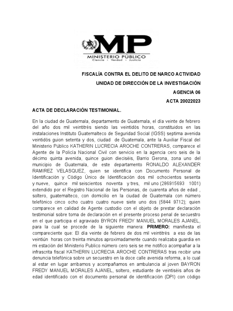 Acta de Declaracion | PDF | Guatemala