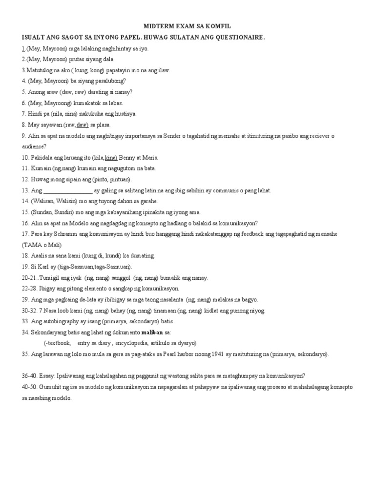 Midterm Exam Fil | PDF