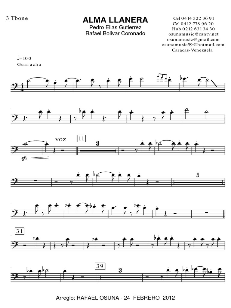 Alma Llanera: 3 Tbone | PDF | Composers | Music