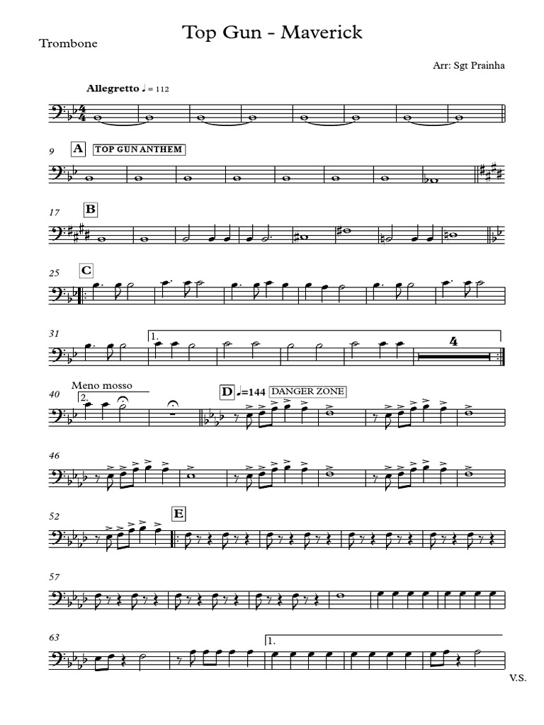 Top Gun Anthem Trombone Sheet Music | PDF
