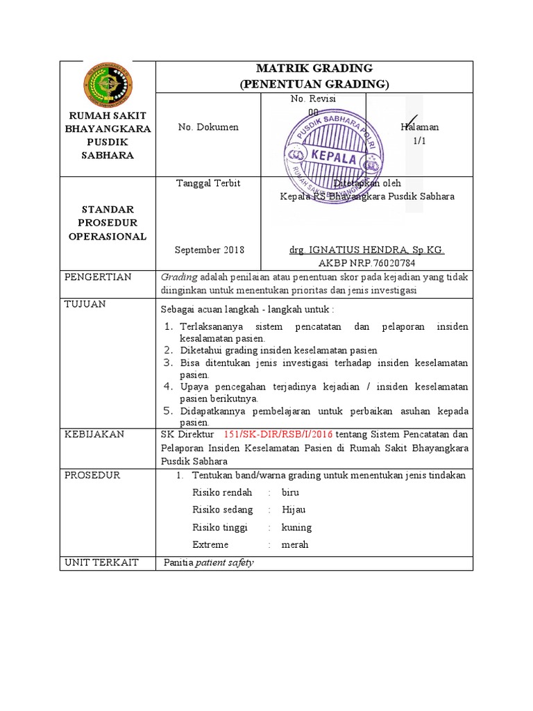 Sop Grading Matriks Fix | PDF