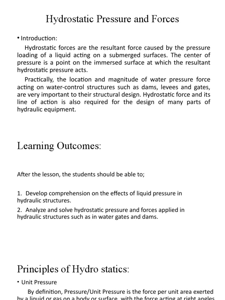 Principles Of Hydrostatic Pressure Pdf Pressure Pressure Measurement
