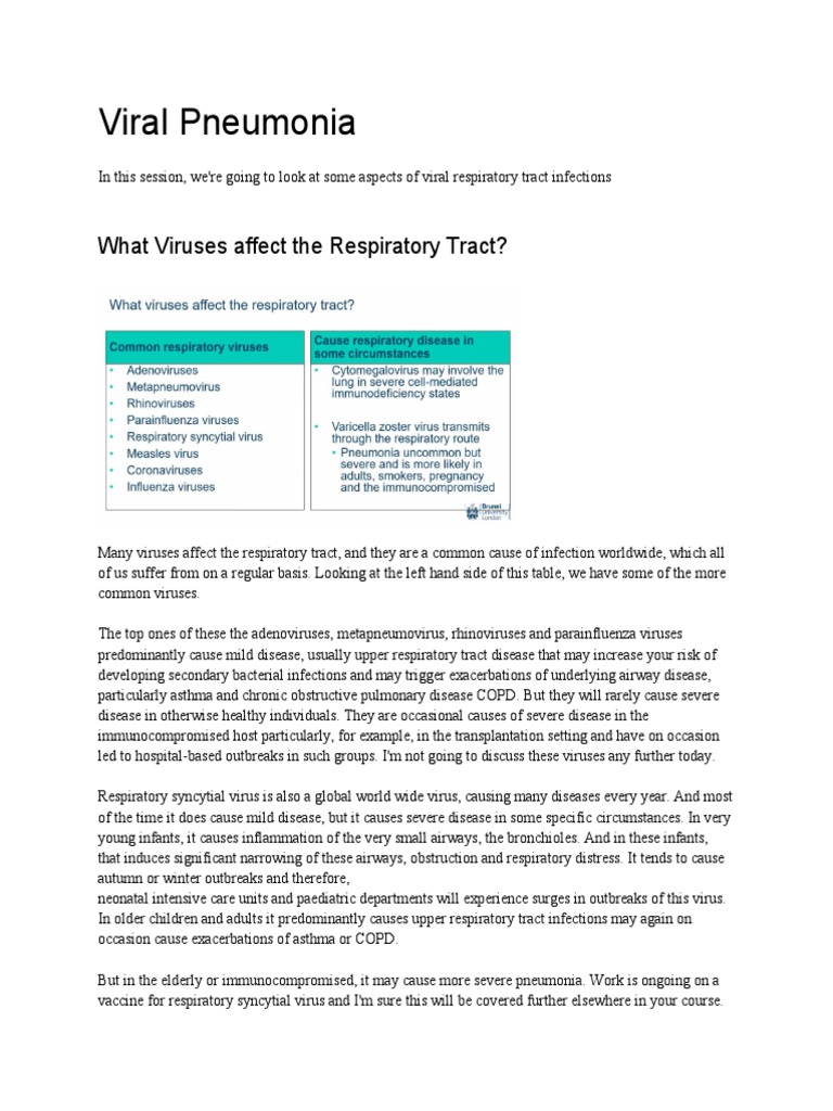 Understanding Viral Pneumonia Causes | PDF | Influenza | Influenza A ...