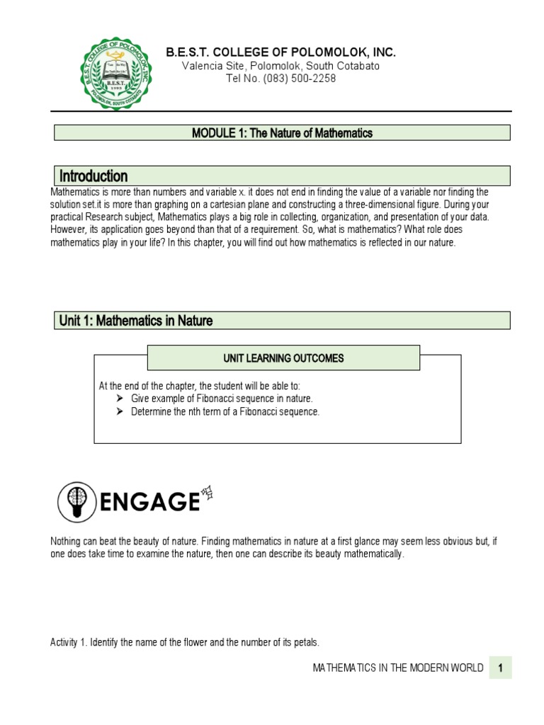 Lesson 1 Mathematics in The Modern World | PDF | Sequence | Mathematics
