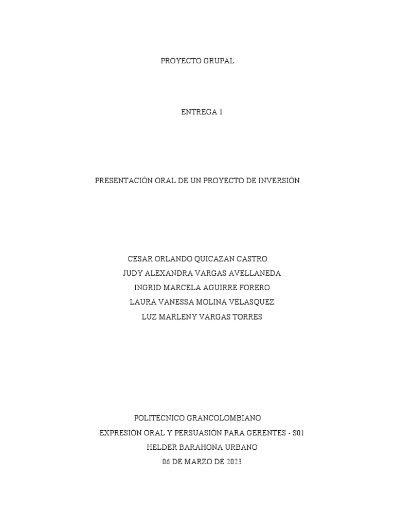 Proyecto Grupal Expresiòn Oral - Entrega 1 | PDF | Pañal