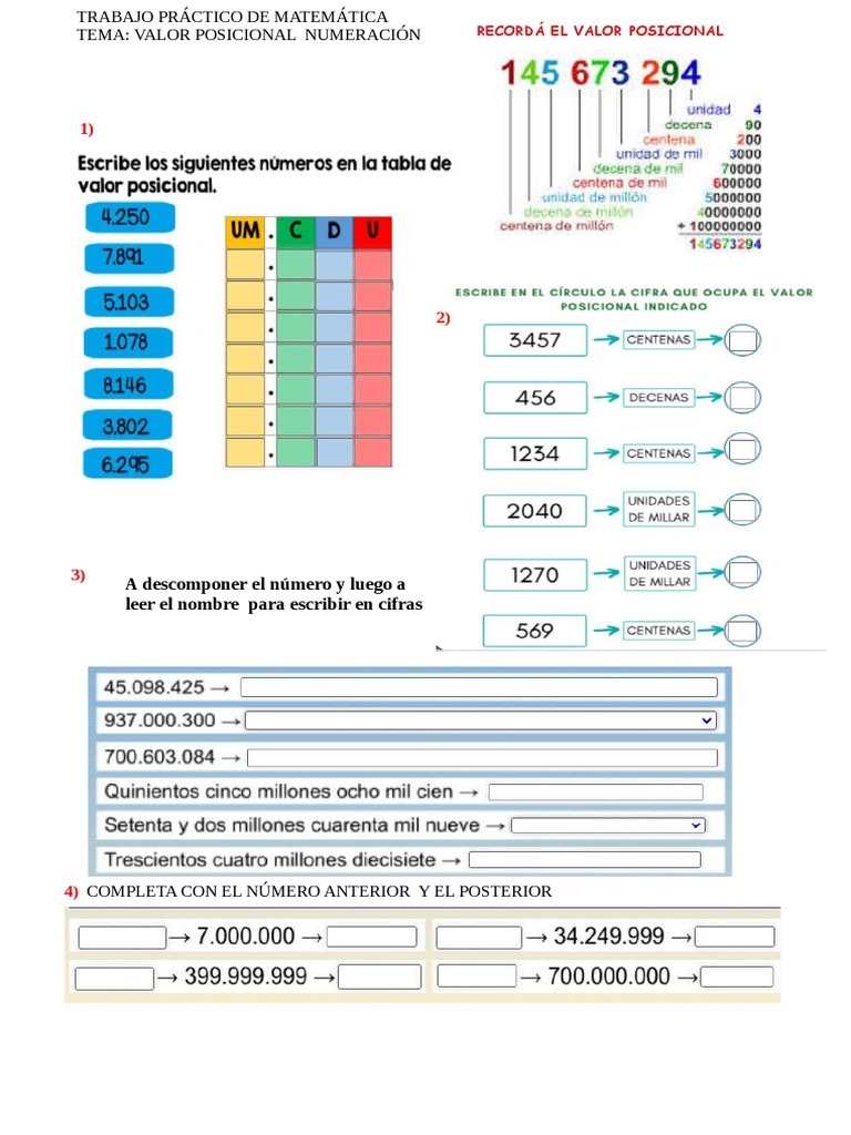 Matemática: Valor Posicional y Juegos | PDF