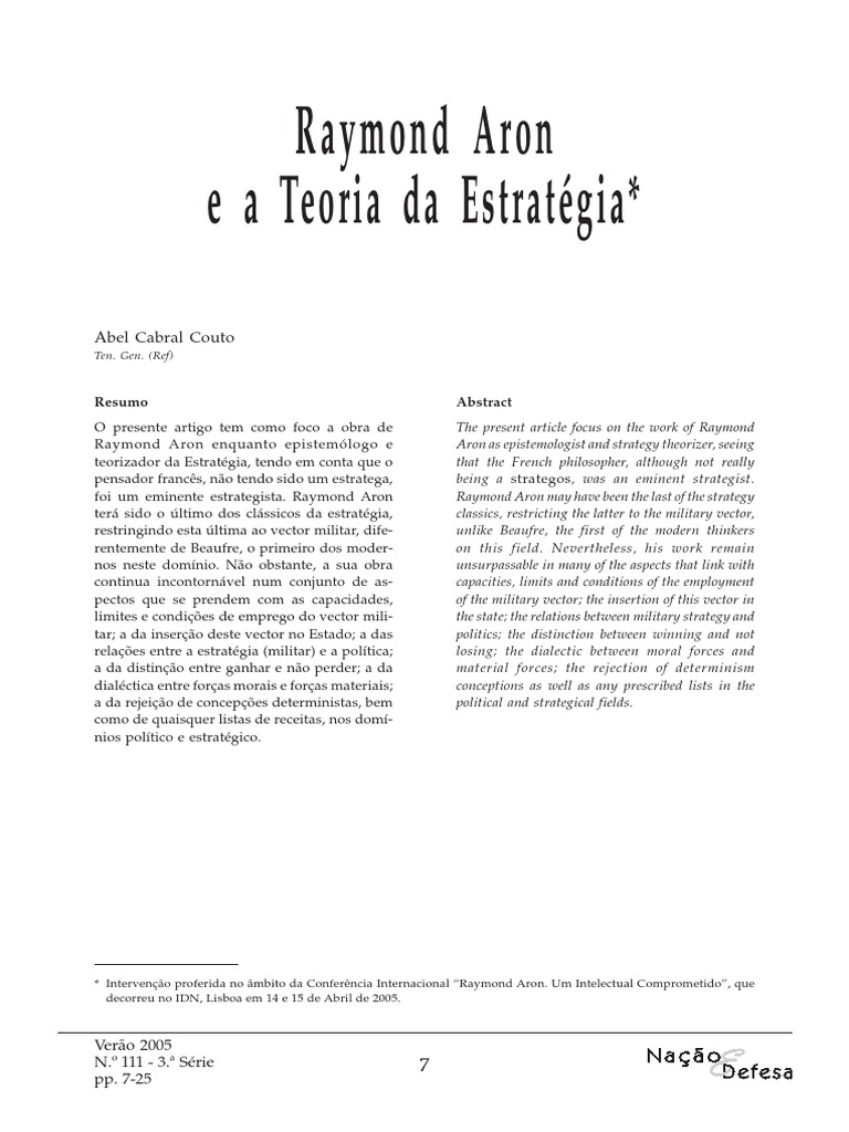 Leitura Obrigatória - Raymond Aron e A Teoria Da Estratégia - EDITADO - REV 3 | PDF | Estratégia ...