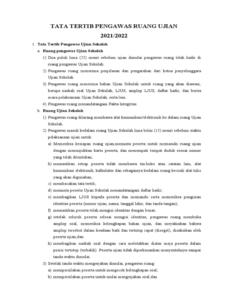 Tata Tertib Pengawas Ruang Ujian | PDF